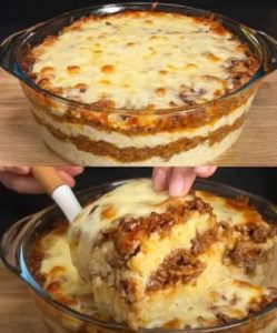 Cheesy Layered Meat and Mashed Potato Bake – Yum Recipes