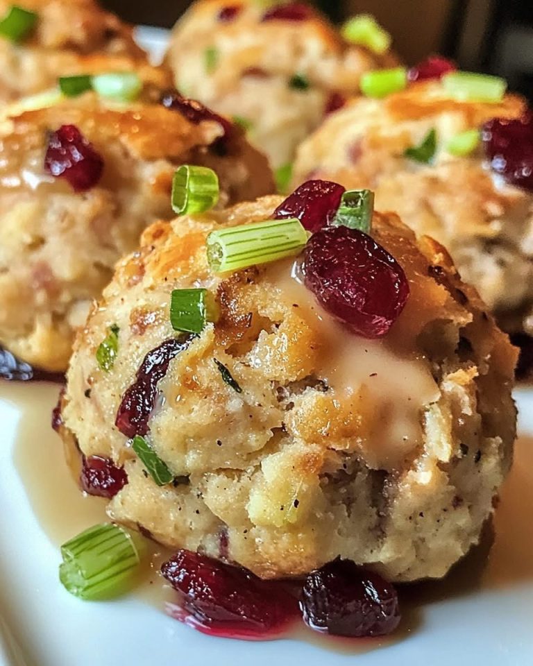 Festive Cranberry Apple Stuffing Balls with Turkey Gravy and Fresh ...